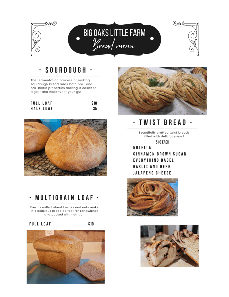 Local Pick Up Menu – Big Oaks Little Farm